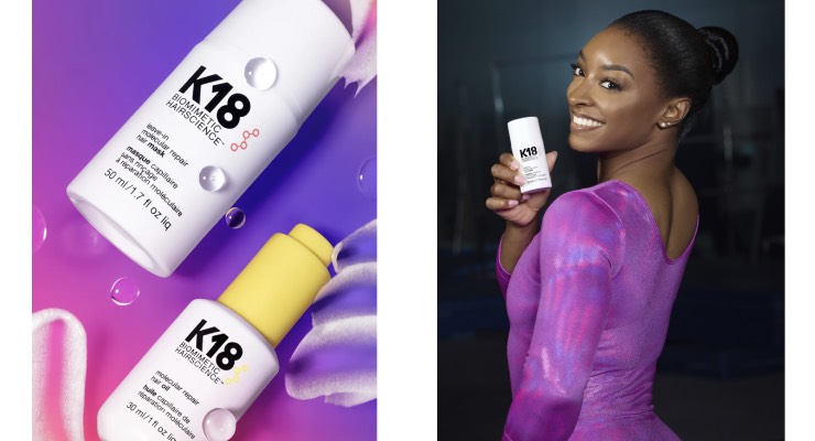 K18 Taps Simone Biles as Brand Ambassador - Beauty Packaging