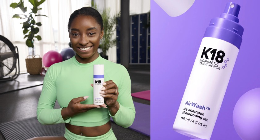 Simone Biles Promotes the New K18 AirWash - Beauty Packaging