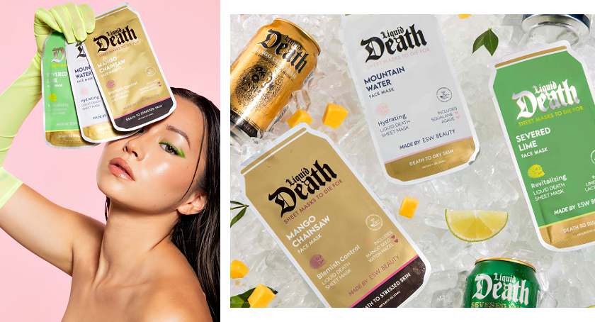 ESW Beauty and Liquid Death's Sheet Masks Keep Skin Hydrated